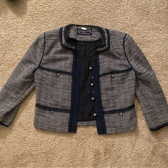 Magaschoni | Jackets & Coats | Magaschoni Blue Tweed Jacket | Poshmark